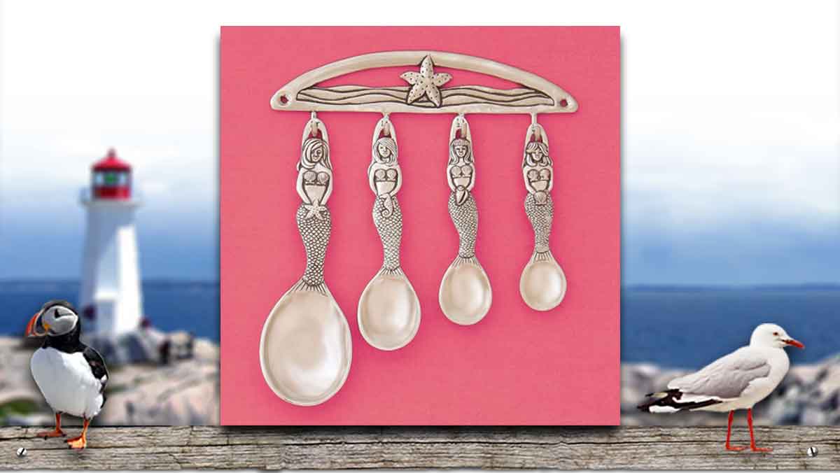 Mermaid Measuring Spoons With Rack - The Made in Nova Scotia Store